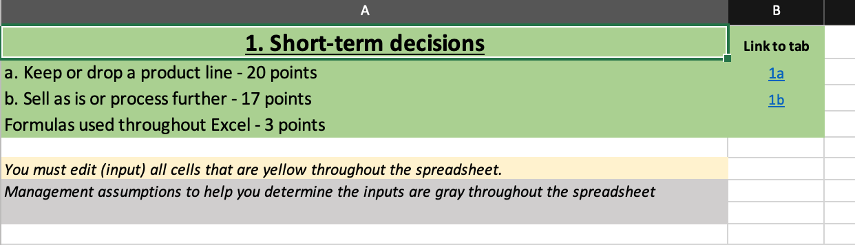 You must edit (input) all cells that are yellow | Chegg.com