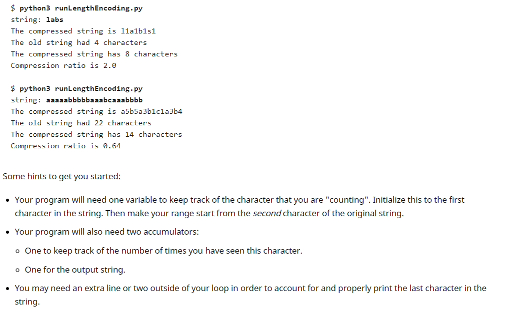 Solved 3. Run Length Encoding One of the ways that computers | Chegg.com
