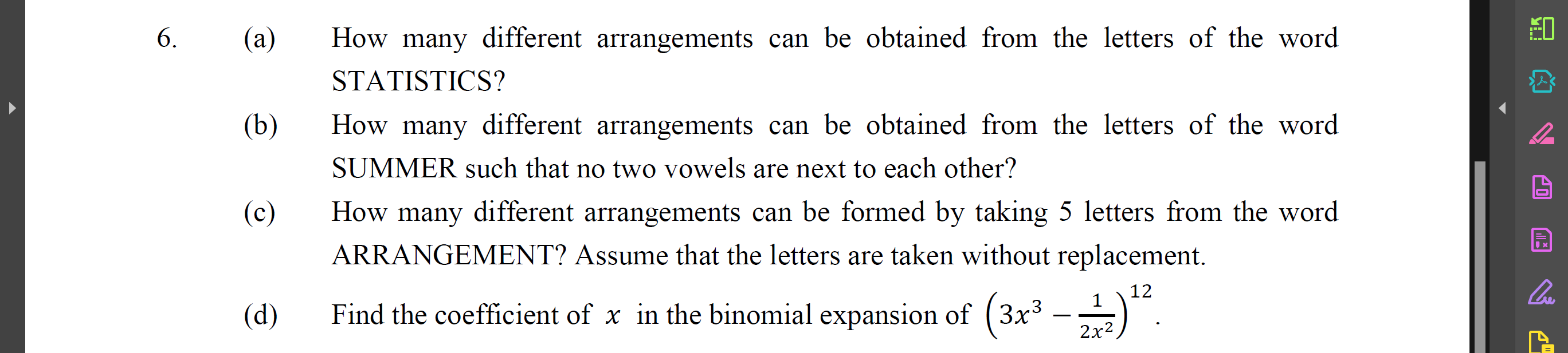 Solved 6. (a) How many different arrangements can be | Chegg.com
