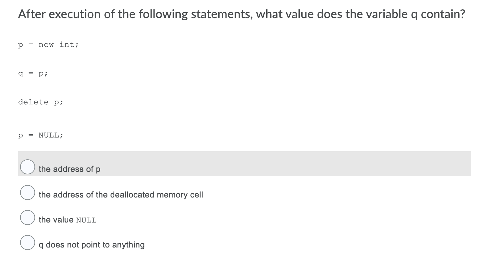Solved Which of the following statements will deallocate the | Chegg.com