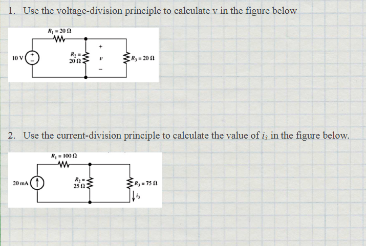 Solved 1. Use the voltage-division principle to calculate v | Chegg.com