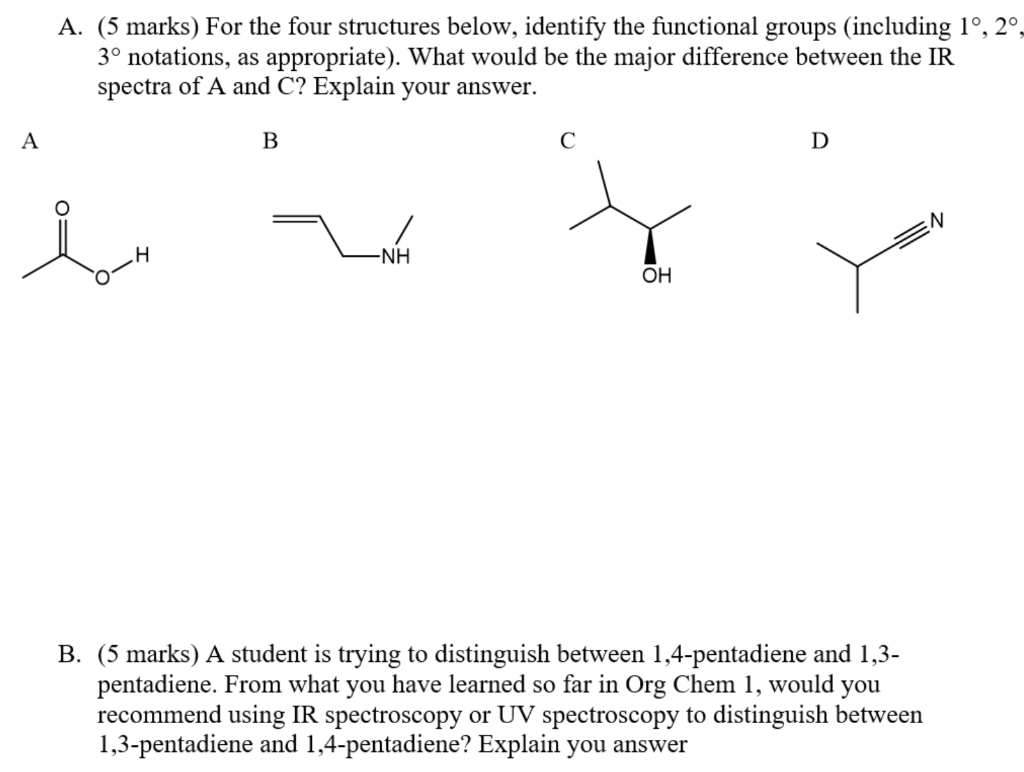 Solved A. (5 marks) For the four structures below, identify | Chegg.com