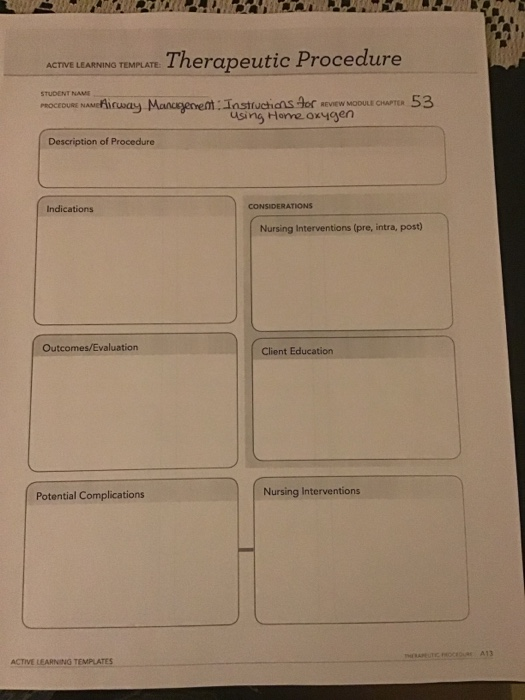 Solved Therapeutic Procedure ACTIVE LEARNING TEMPLATE or | Chegg.com