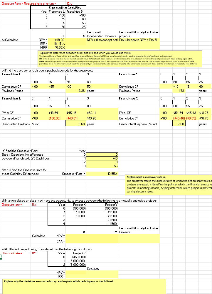 please fill in the yellow boxes as needed for | Chegg.com