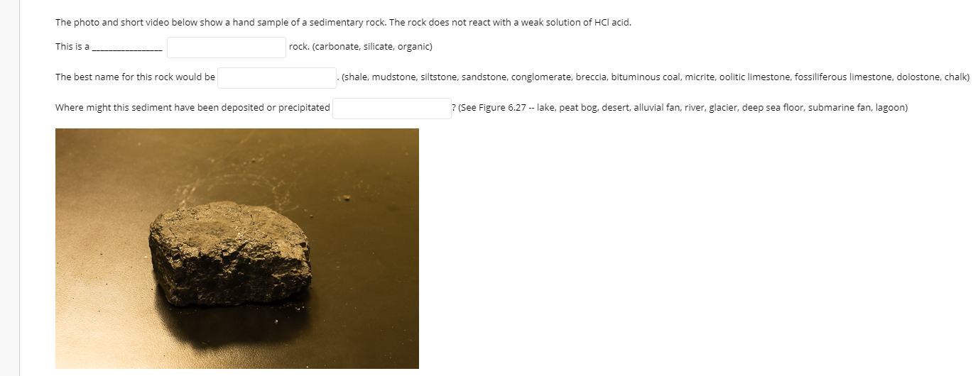 Solved The photo and short video below show a hand sample of | Chegg.com
