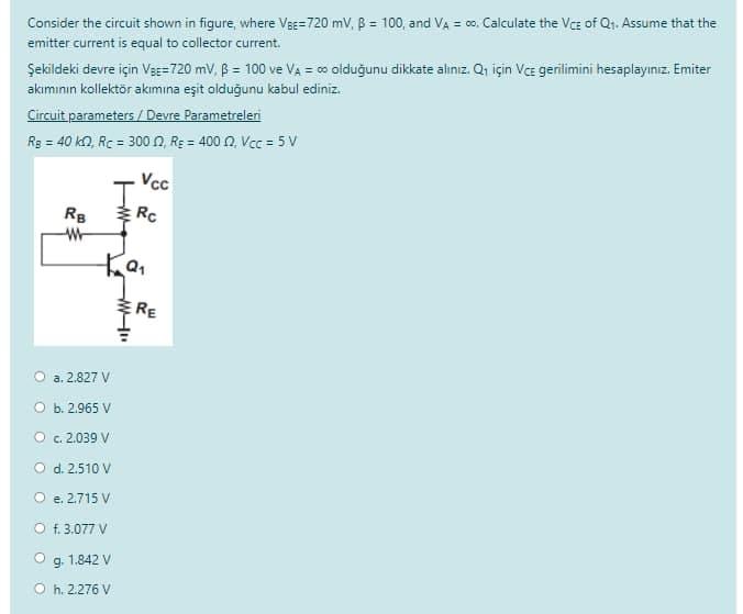 Solved Consider the circuit shown in figure, where Ve=720 | Chegg.com