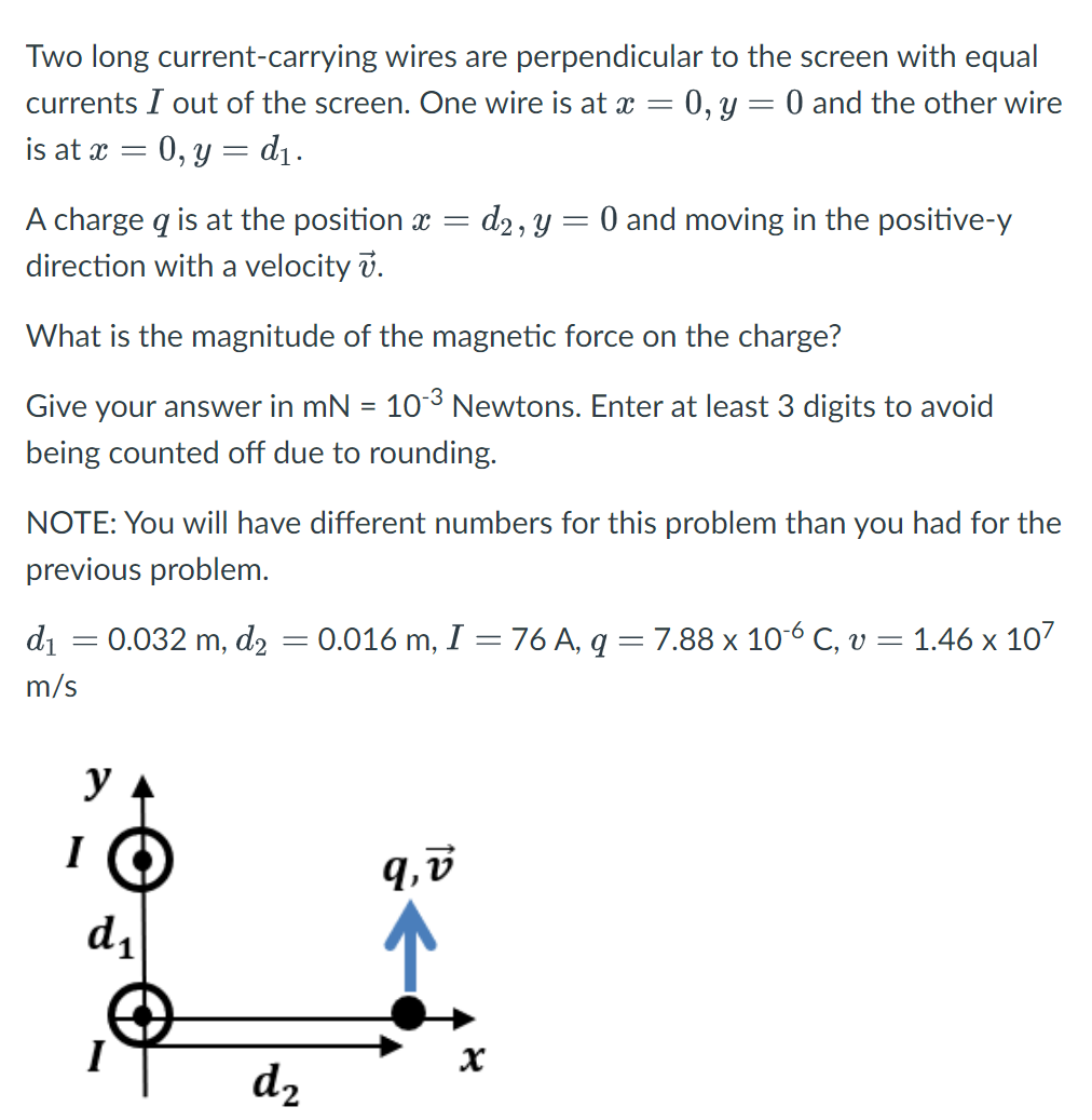 Solved Two long current-carrying wires are perpendicular to | Chegg.com
