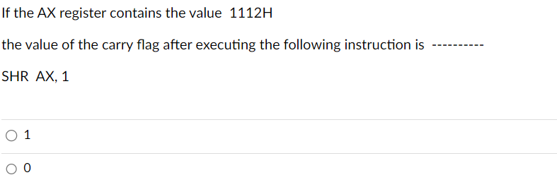 Solved If the AX register contains the value 1112H the value | Chegg.com