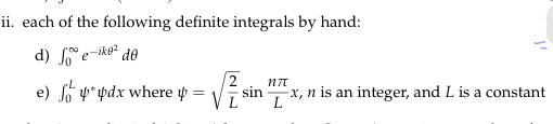 Solved ii. each of the following definite integrals by hand: | Chegg.com