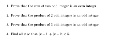Solved 1. Prove that the sum of two odd integer is an even | Chegg.com