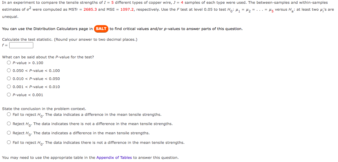 Solved In an experiment to compare the tensile strengths of | Chegg.com