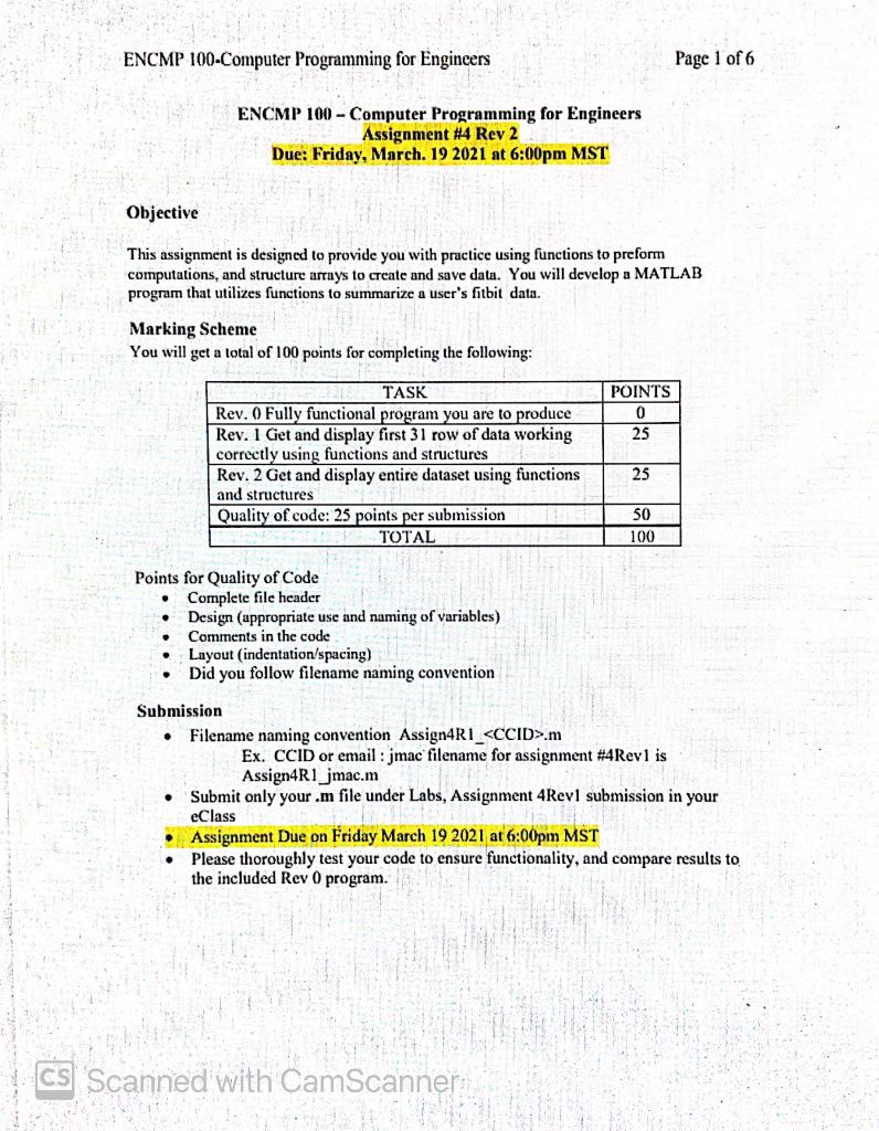 ENCMP 100-Computer Programming for Engineers Page 1 | Chegg.com