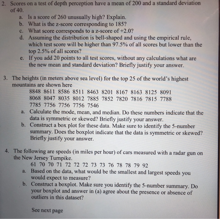 Solved Scores on a test of depth perception have a mean of | Chegg.com