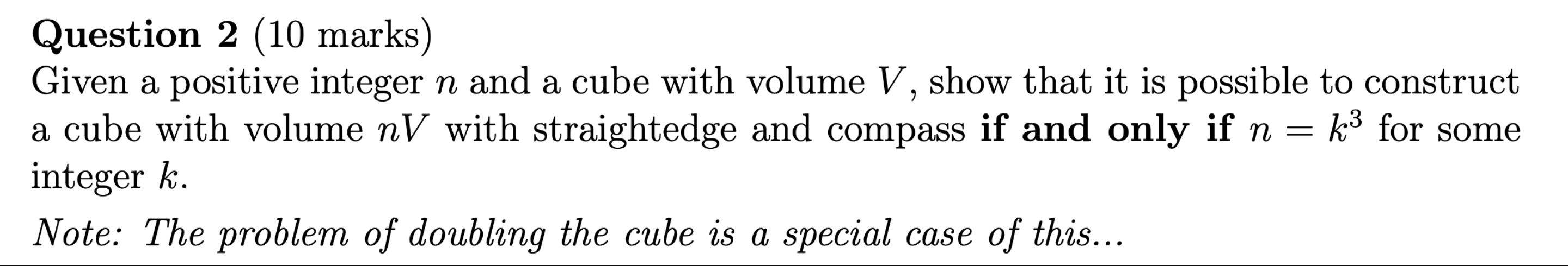 Solved Question 2 (10 marks) Given a positive integer n and | Chegg.com
