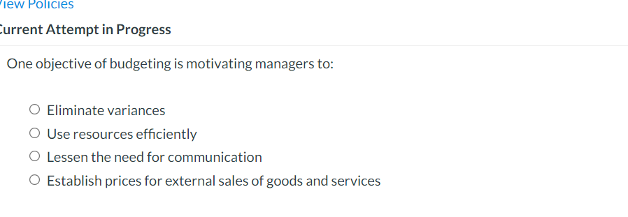 Solved iew Policies Current Attempt in Progress One | Chegg.com