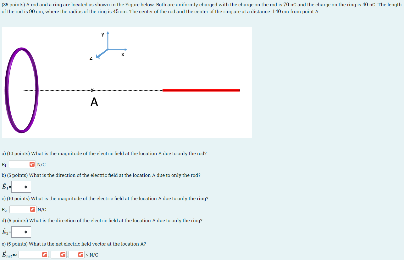 Solved (35 points) A rod and a ring are located as shown in | Chegg.com
