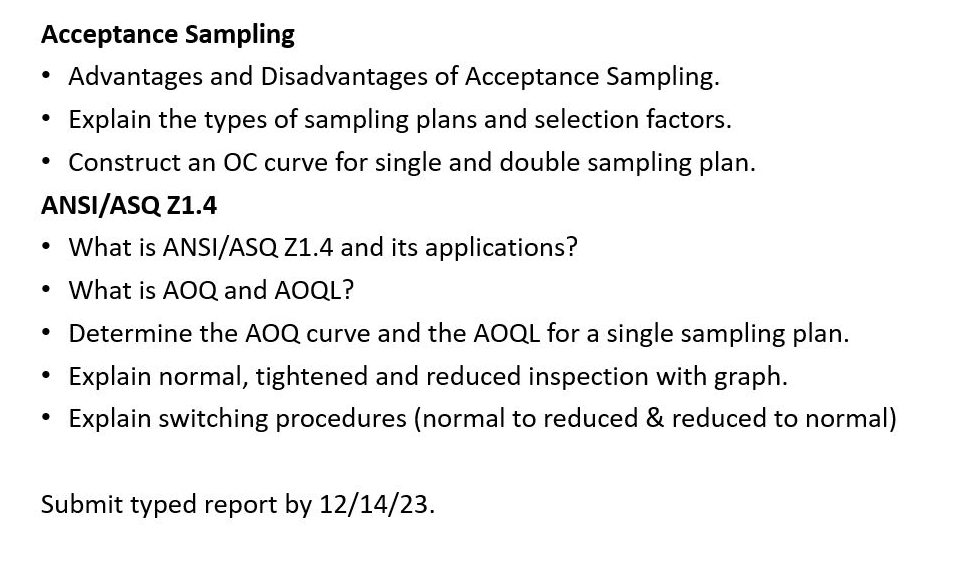 Solved Acceptance SamplingAdvantages and Disadvantages of | Chegg.com