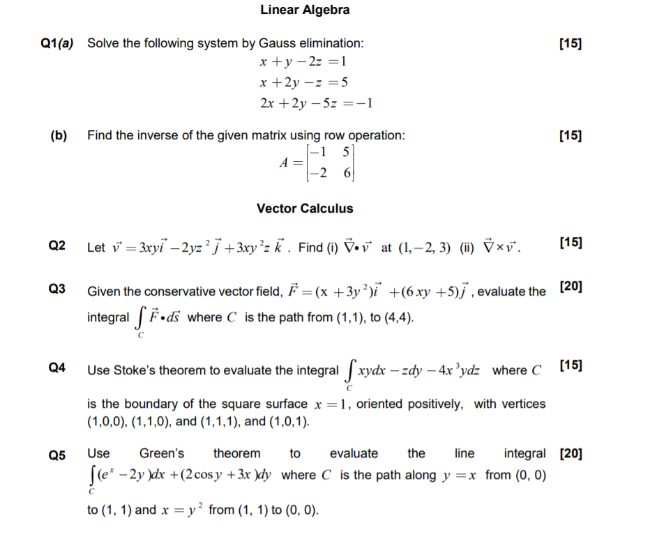 Solved Linear Algebra [15] Q1(a) Solve the following system | Chegg.com