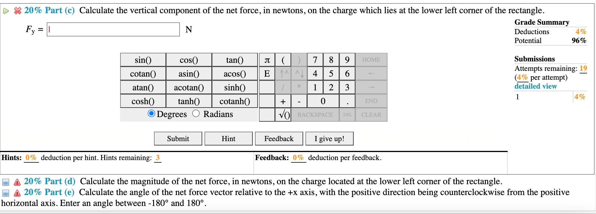 Solved (17\%) Problem 4: Four point charges of equal | Chegg.com
