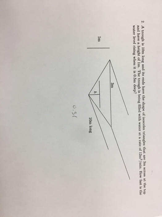 Solved 2. A trough is 10m long and its ends have the shape | Chegg.com