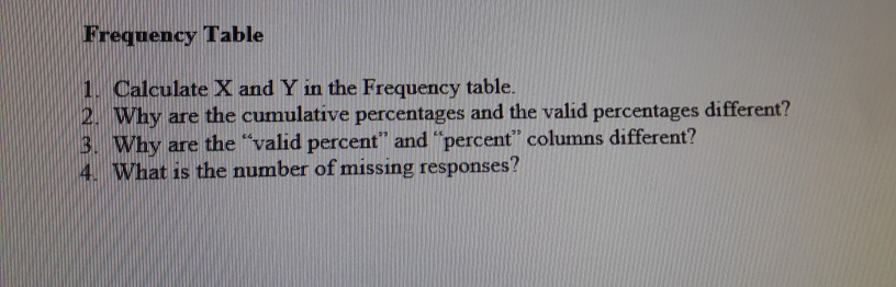 Solved Frequency Table 1. Calculate X and Y in the Frequency | Chegg.com