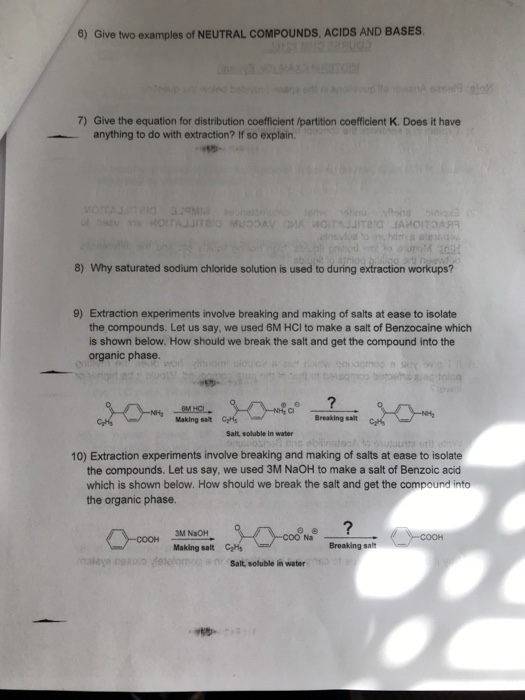 Solved 6) Give two examples of NEUTRAL COMPOUNDS, ACIDS AND | Chegg.com