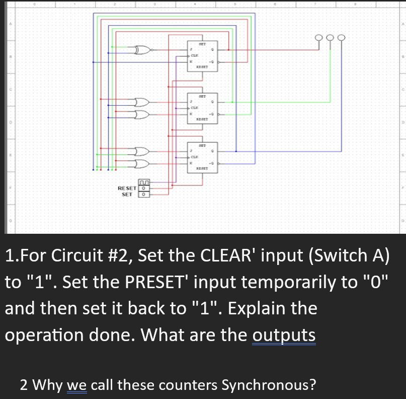 Solved 1.For Circuit \#2, Set the CLEAR' input (Switch A) to | Chegg.com