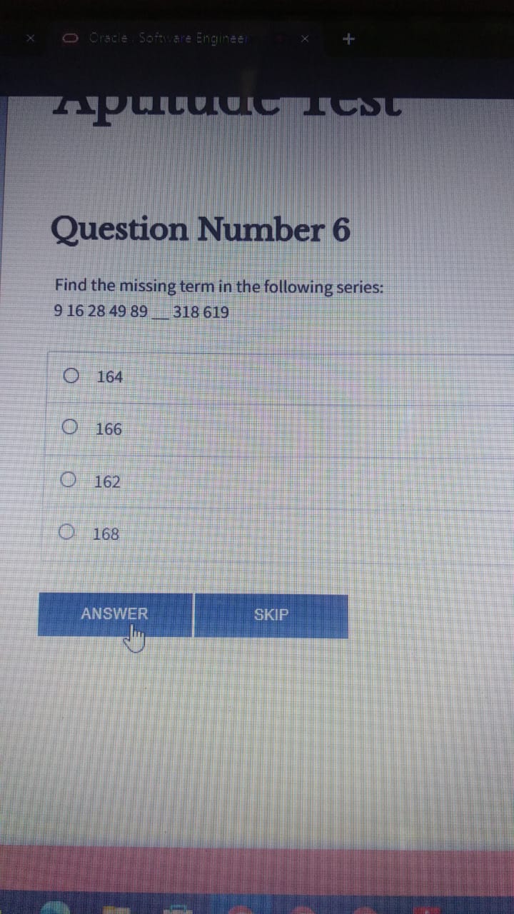 Solved Find the missing term in the following series: | Chegg.com