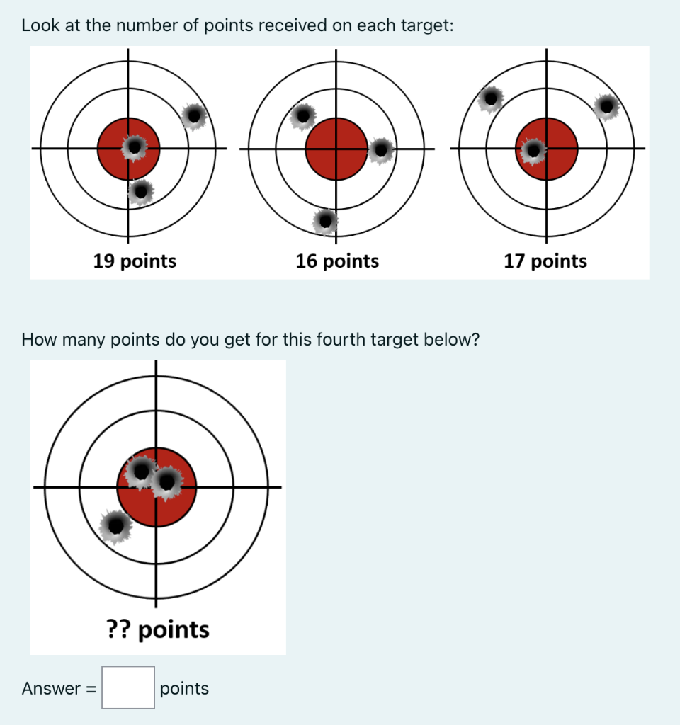 Solved Look at the number of points received on each target: | Chegg.com