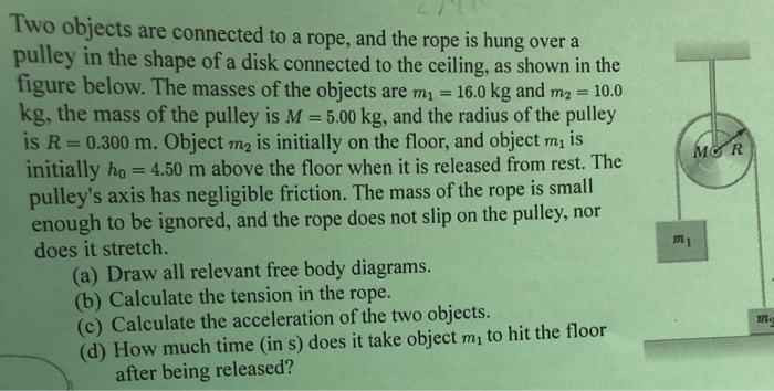 Solved Two Objects Are Connected To A Rope And The Rope Is
