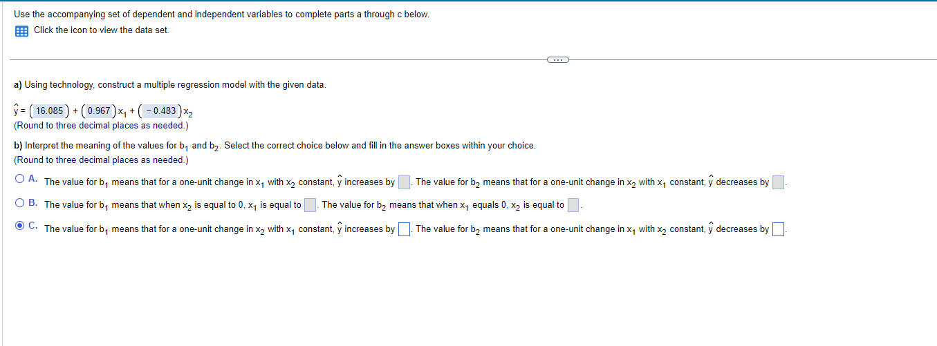 Solved Use the accompanying set of dependent and independent | Chegg.com