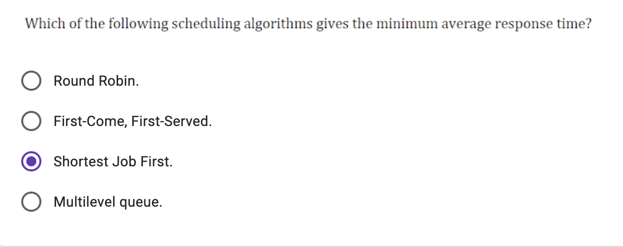 Solved Which of the following scheduling algorithms gives | Chegg.com