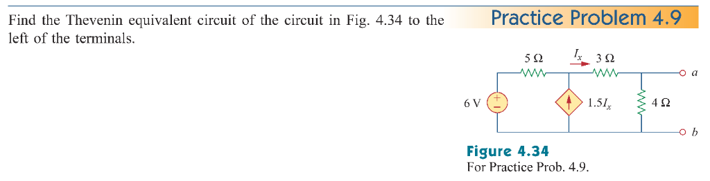 Solved Practice Problem 4.9 Find the Thevenin equivalent | Chegg.com