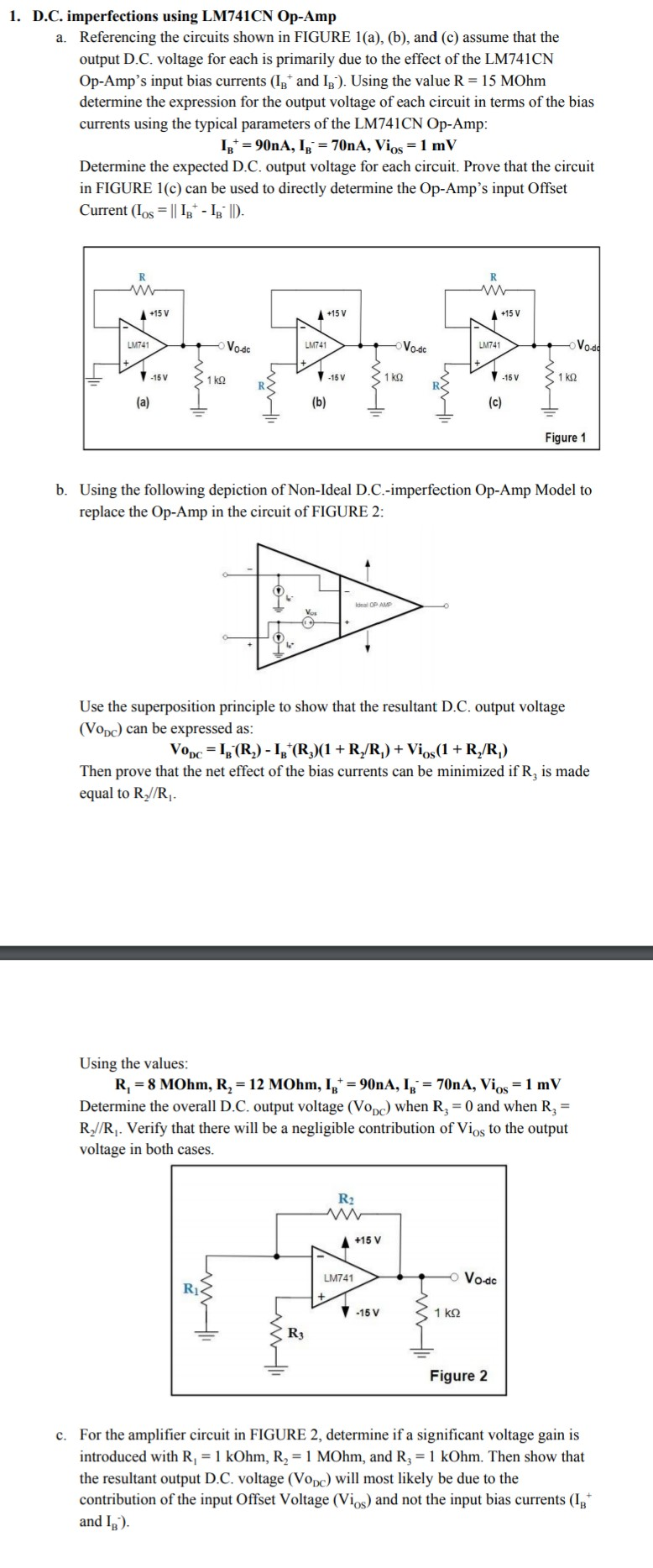 Solved 1. D.C. imperfections using LM741CN Op-Amp a. | Chegg.com
