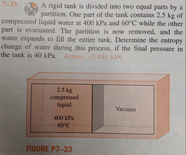7-33 A rigid tank is divided into two equal parts by | Chegg.com