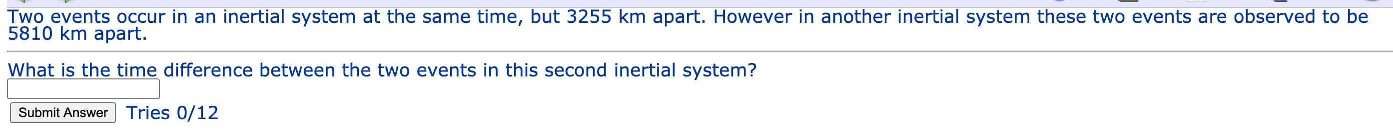 Solved Two events occur in an inertial system at the same | Chegg.com