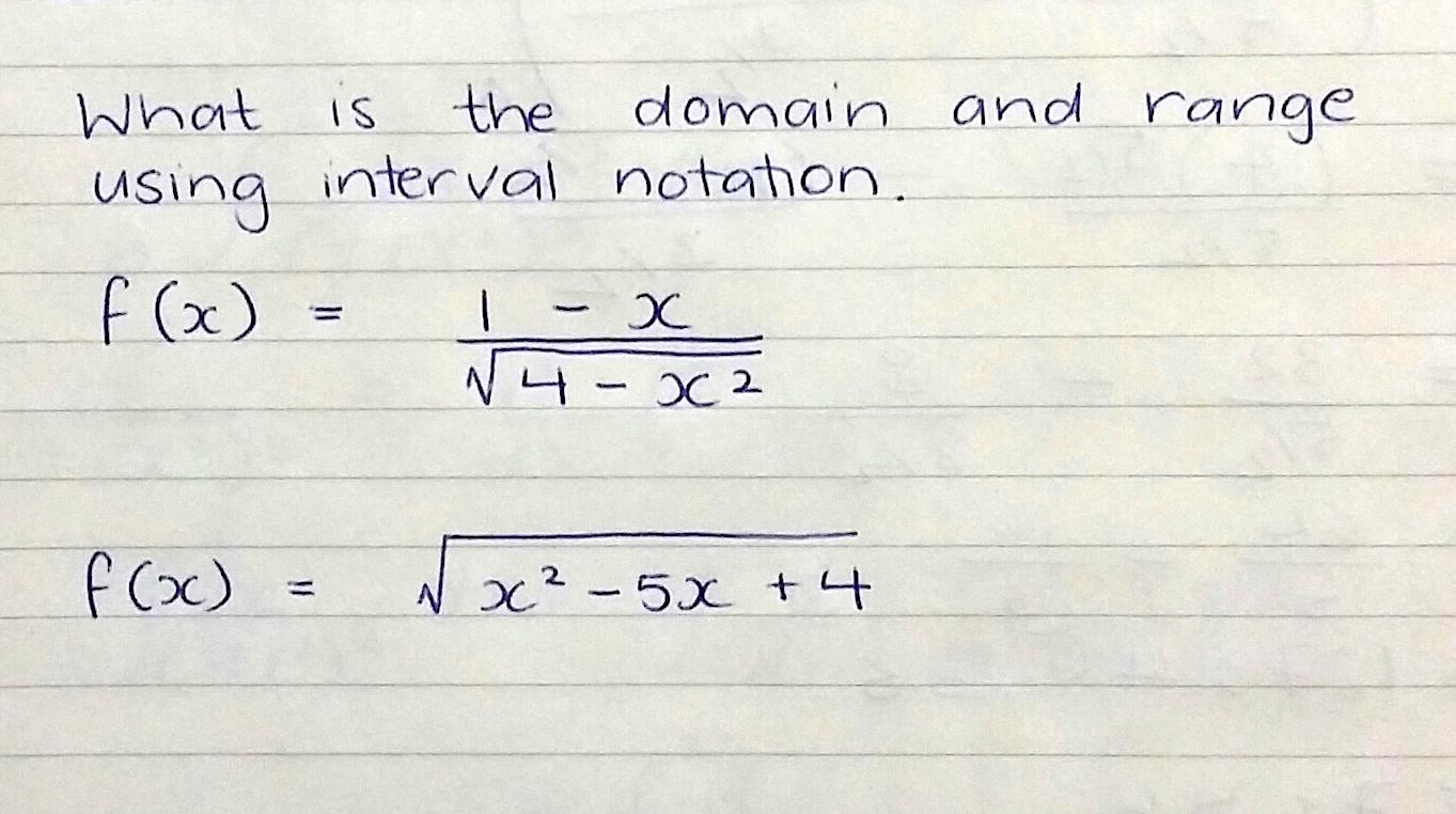 Solved IS What the domain and range using interval notation. | Chegg.com