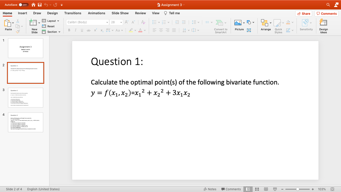 Solved AutoSave OFF o svo Assignment 3 Home Insert Draw | Chegg.com