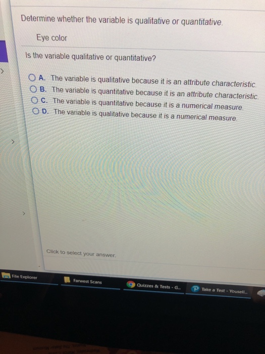 Solved Determine Whether The Variable Is Qualitative Or