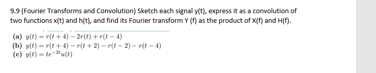 Solved 9.9 (Fourier Transforms and Convolution) Sketch each | Chegg.com
