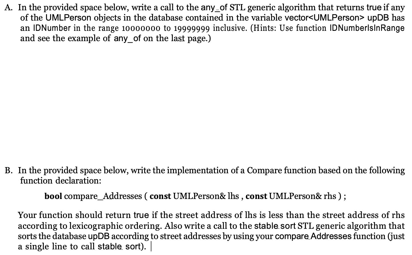 In c++ //Reference class UMLPerson { // | Chegg.com