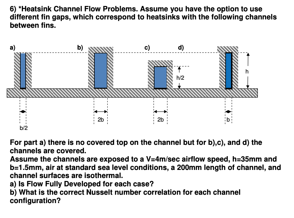 Solved 6) *Heatsink Channel Flow Problems. Assume you have | Chegg.com
