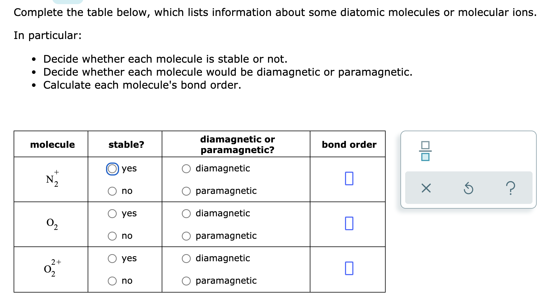 Solved Complete the table below, which lists information | Chegg.com