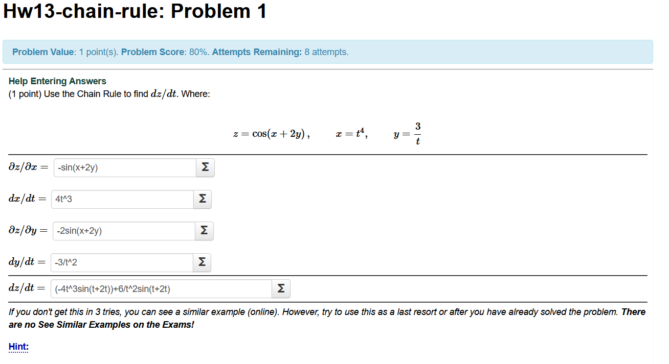 Solved Hw13-chain-rule: Problem 1 Problem Value: 1 point(s). | Chegg.com Solved Hw13-chain-rule: Problem 1 Problem Value: 1 point(s). | Chegg.com