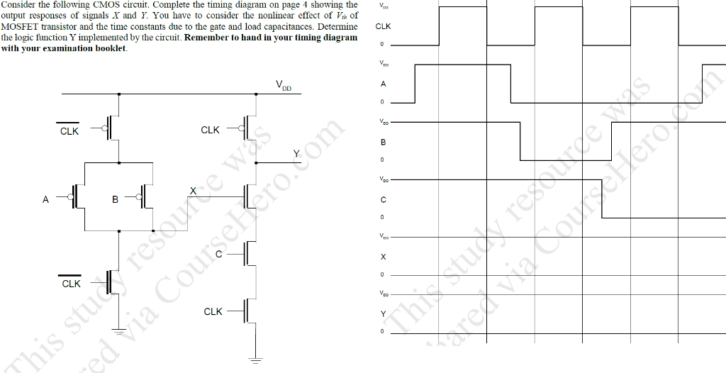 Solved Consider the following CMOS circuit. Complete the | Chegg.com