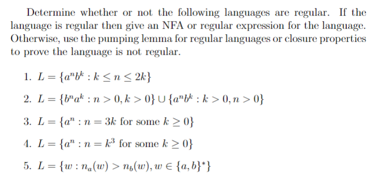 Solved Determine Whether Or Not The Following Languages Are 