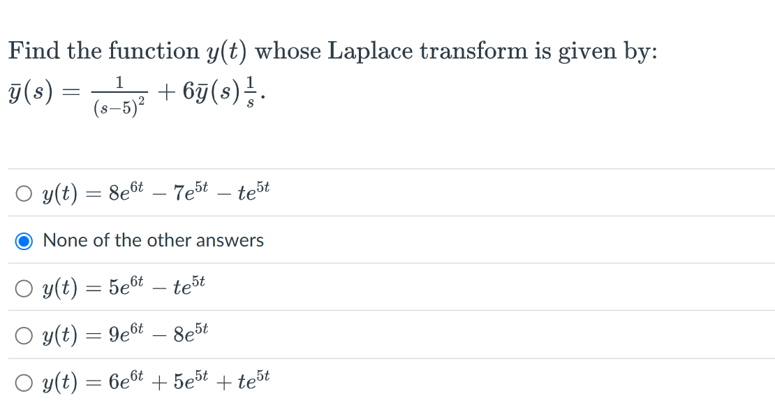 Solved Find the function y(t) ﻿whose Laplace transform is | Chegg.com