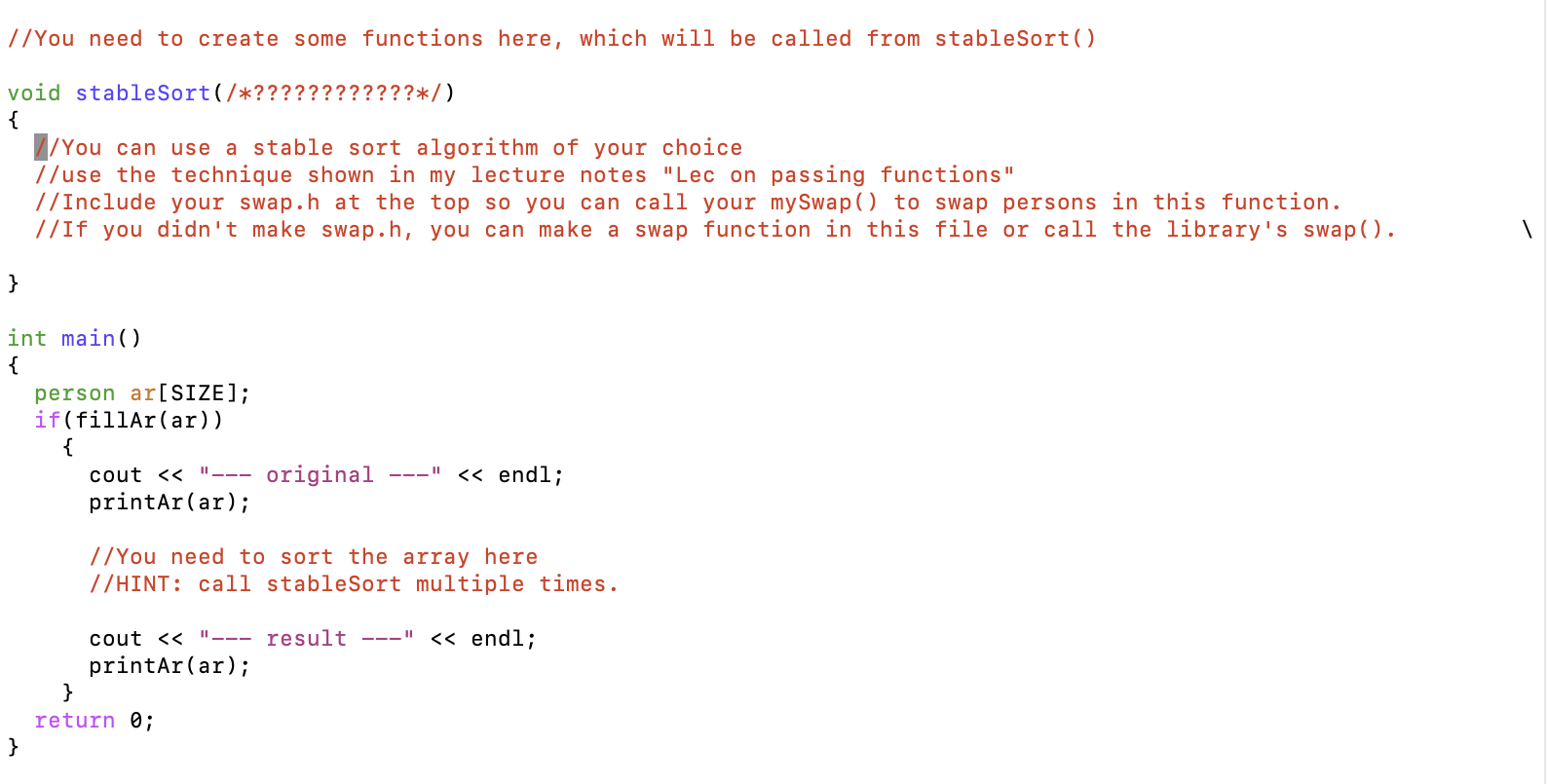 Solved The program fills an array from an input file. Your | Chegg.com