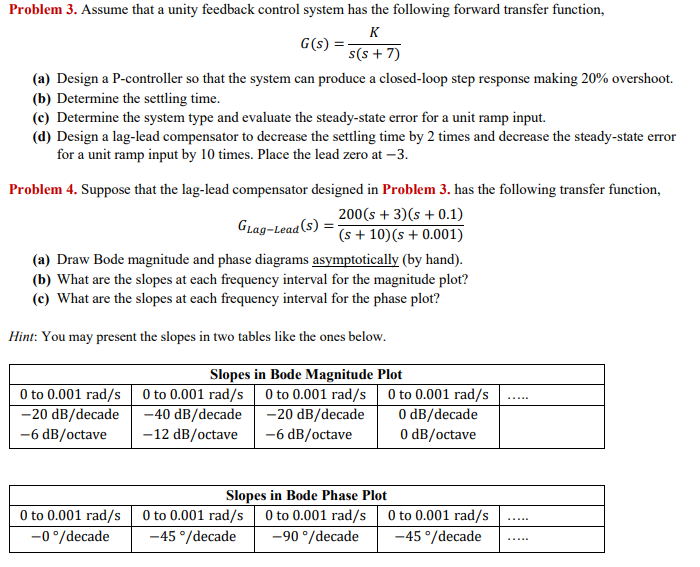 Solved Problem 3. Assume that a unity feedback control | Chegg.com