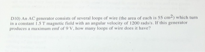 Solved An AC generator consists of several loops of wire ( | Chegg.com